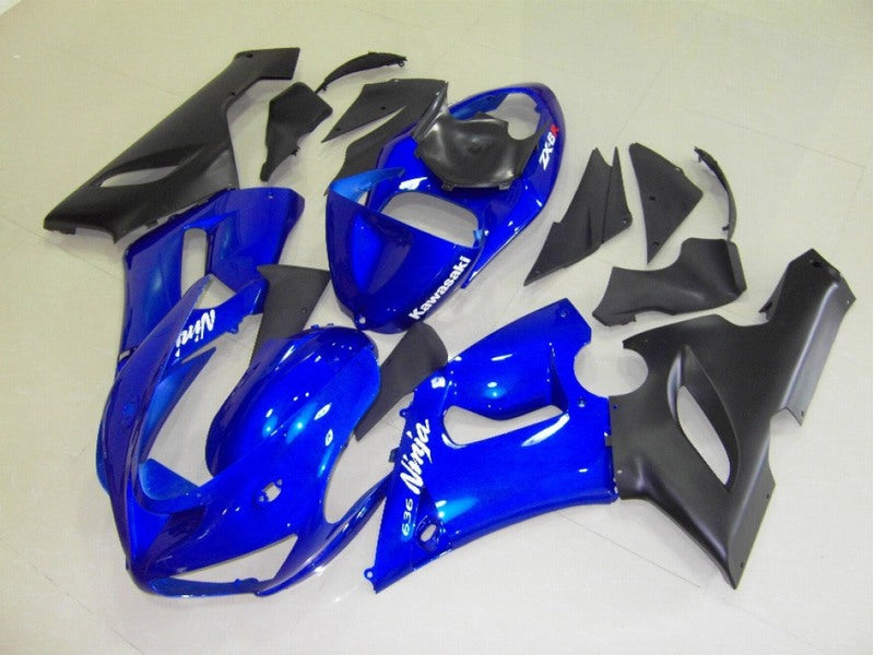 Blue and Matte Black Factory Style - NINJA ZX-6R 05-06 – NewFairing